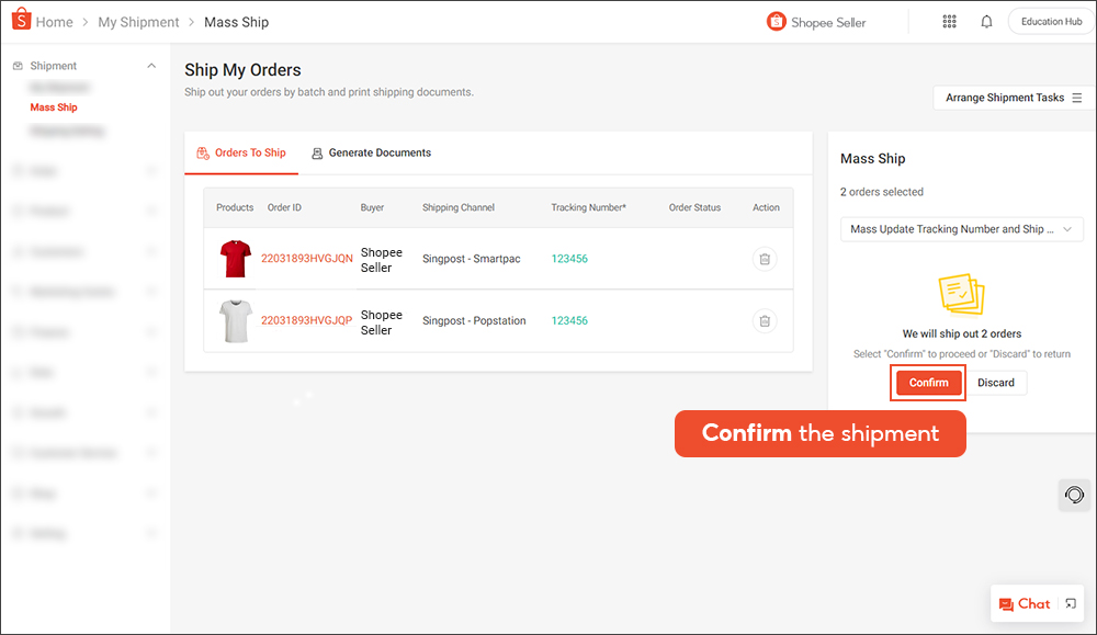 About mass processing orders | SG Seller Education [Shopee]