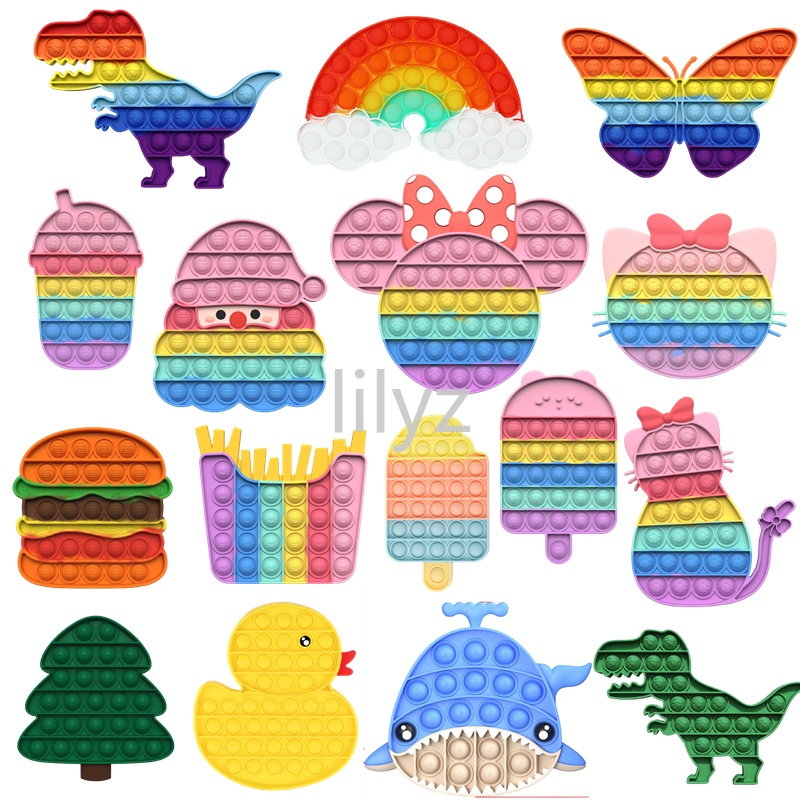 Push Pop It Fidget Toy Bubble Stress Relief Ball Toy Colourful Owl Duck ...