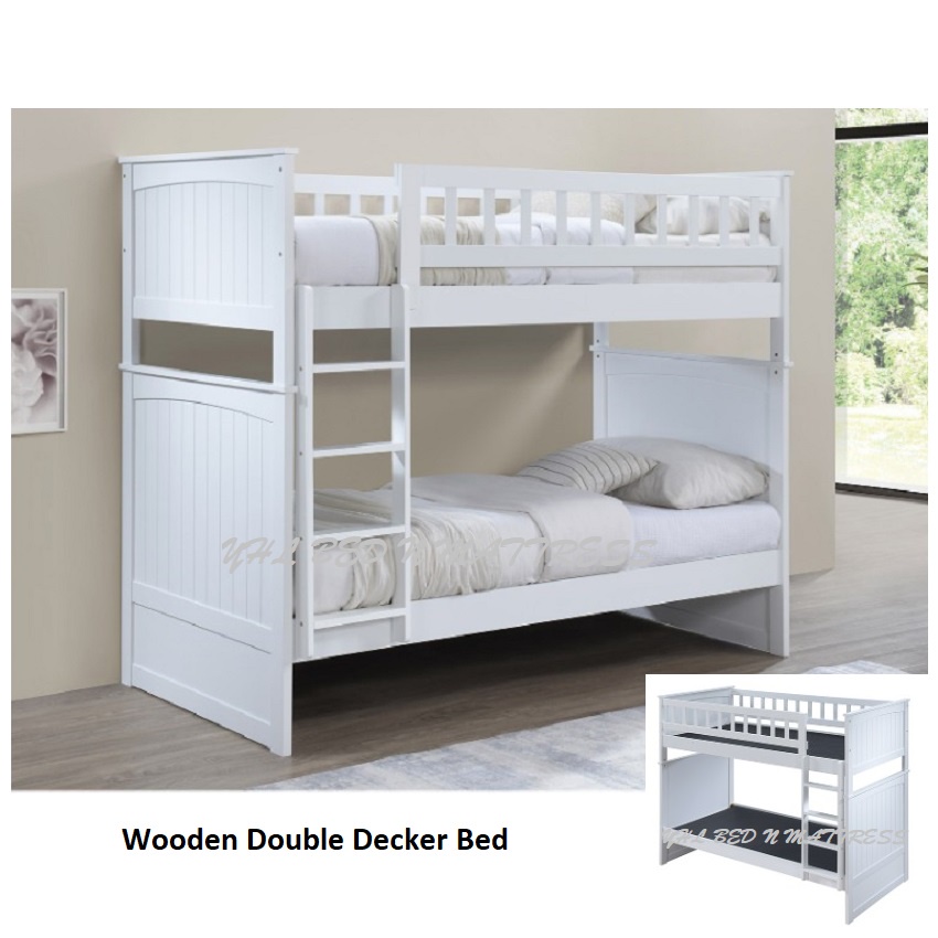 YHL CCDDB I Solid Wooden Single Size Double Decker Bedframe (Mattress ...