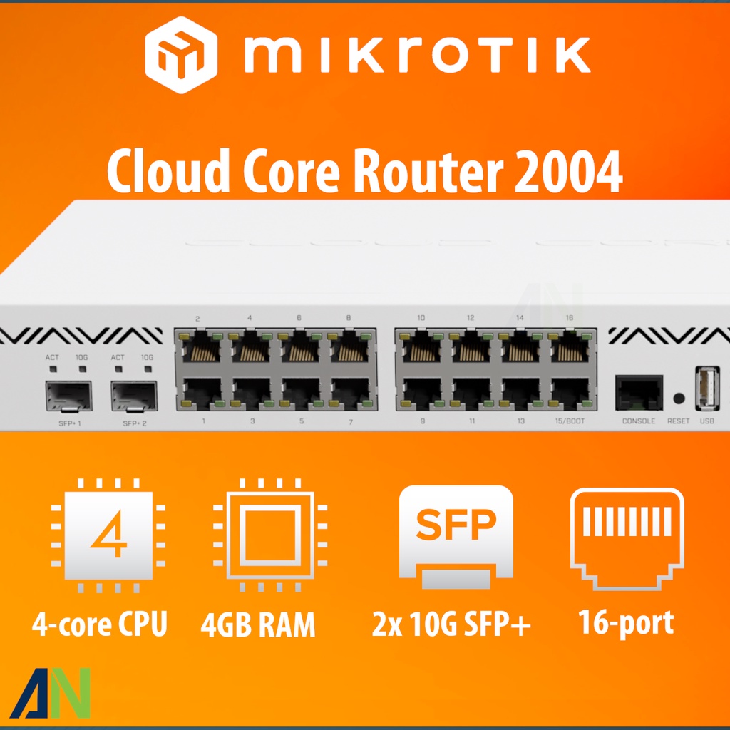 MikroTik Cloud Core Router CCR2004-16G-2S+, 16x Gigabit Ethernet, 2x ...
