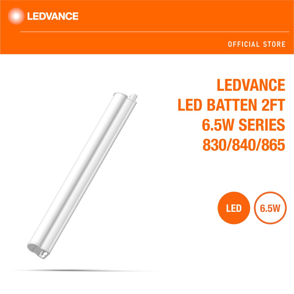 LEDVANCE LDVAL BAT LED Batten 6.5W 2FT G3 (3000K/4000K/6500K) | Shopee ...