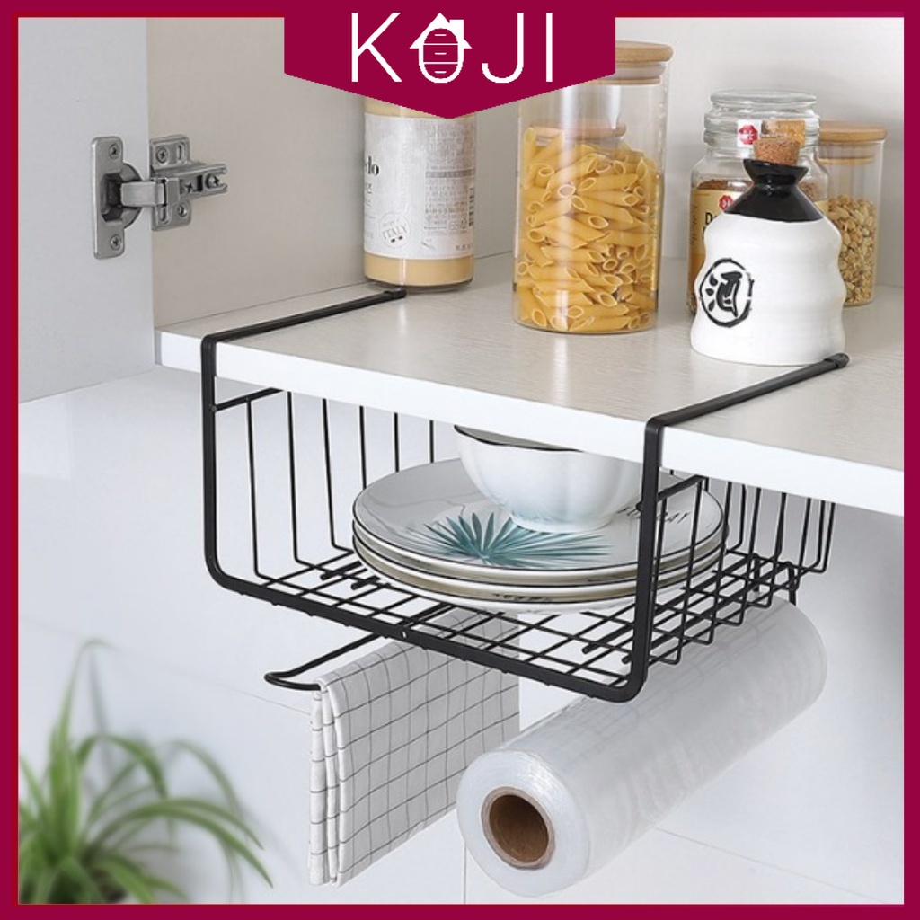 KOJI Kitchen Cabinets Ceiling Storage Rack With Hooks Kitchen Organiser ...