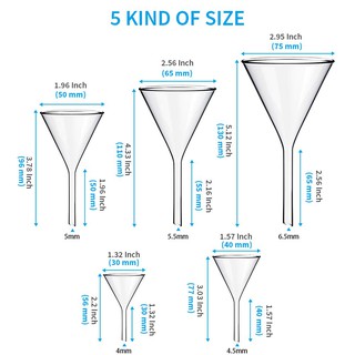 40/50/60/90/100mm Glass Funnel Heavy Wall Scientific Borosilicate Glass ...