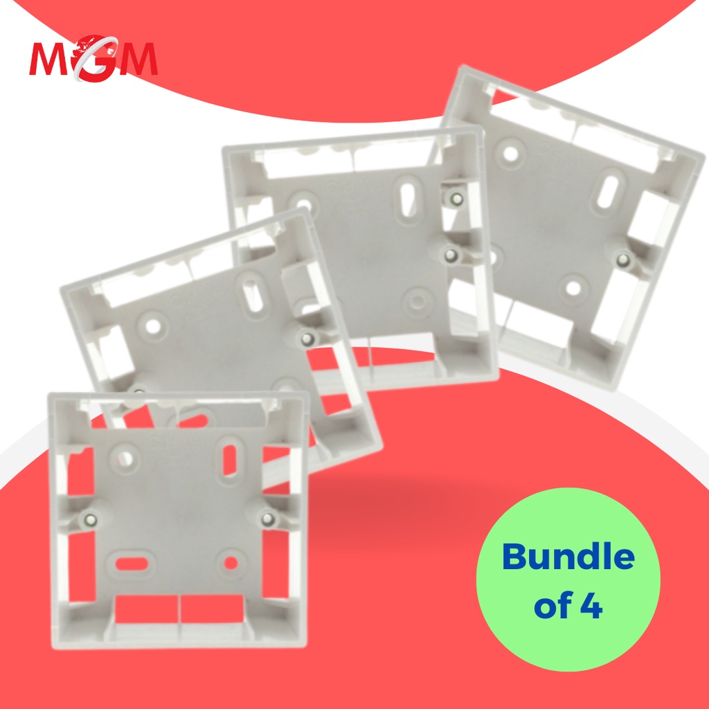 (Bundle Of 4) 1 Gang 1G / 2 Gang 2G PVC Surface Mounting Box - White ...