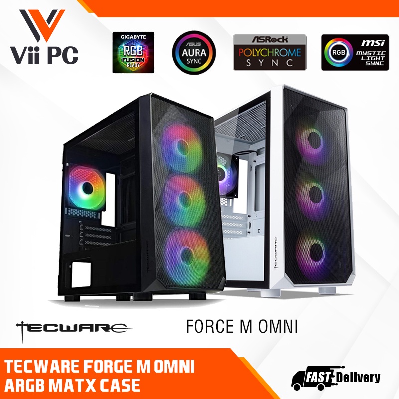 Tecware Forge M Omni ARGB MATX Case-Black/White | Shopee Singapore