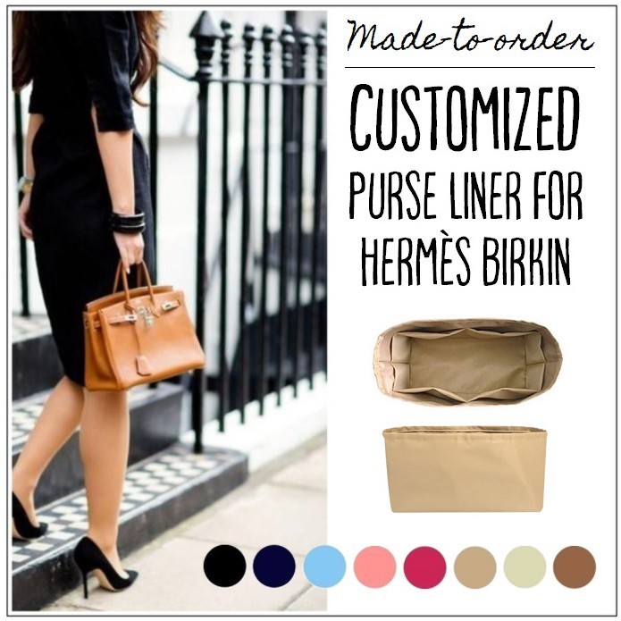 Customized Hand made Purse Liner Insert Bag Organizer Insert for Hermès ...