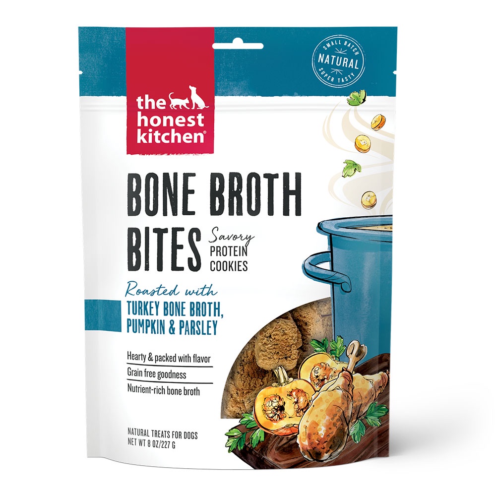 The Honest Kitchen Dog TREATS Bone Broth Bites Roasted with Turkey Bone ...