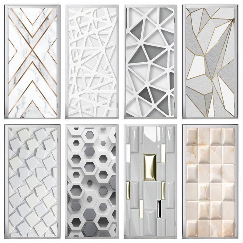 PVC Waterproof Door Sticker White Wood Self-adhesive Wallpaper Doors ...