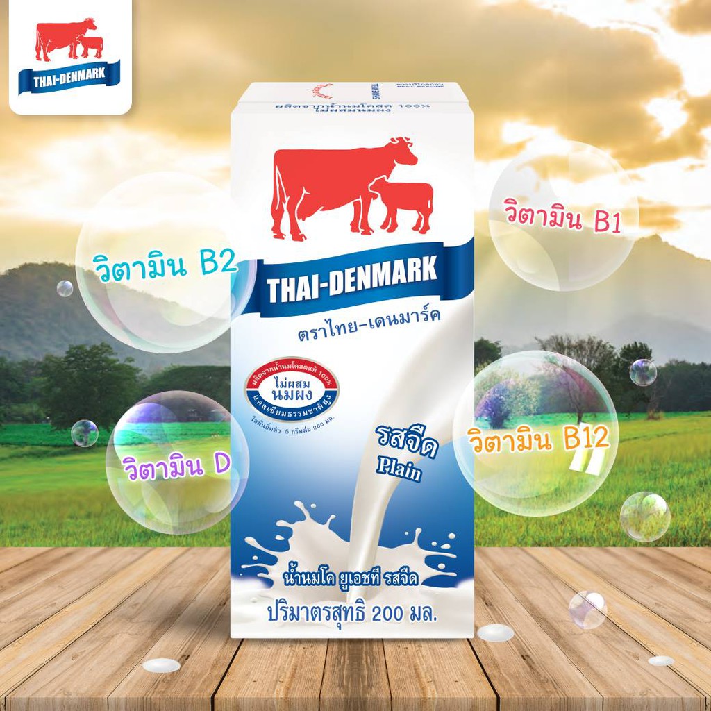 Thai Denmark UHT Milk Plain 250ml x 12 Packs.100% Fresh Milk! Halal ...