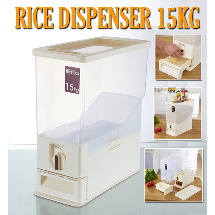 JAPANESE RICE DISPENSER 15KG KITCHEN ORGANIZER STORAGE | Shopee Singapore