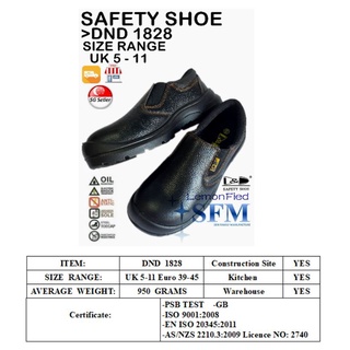 DND Safety Shoe 1828 1818 7818 8818 Size 5- 11 Kitchen Black Steel Toe ...
