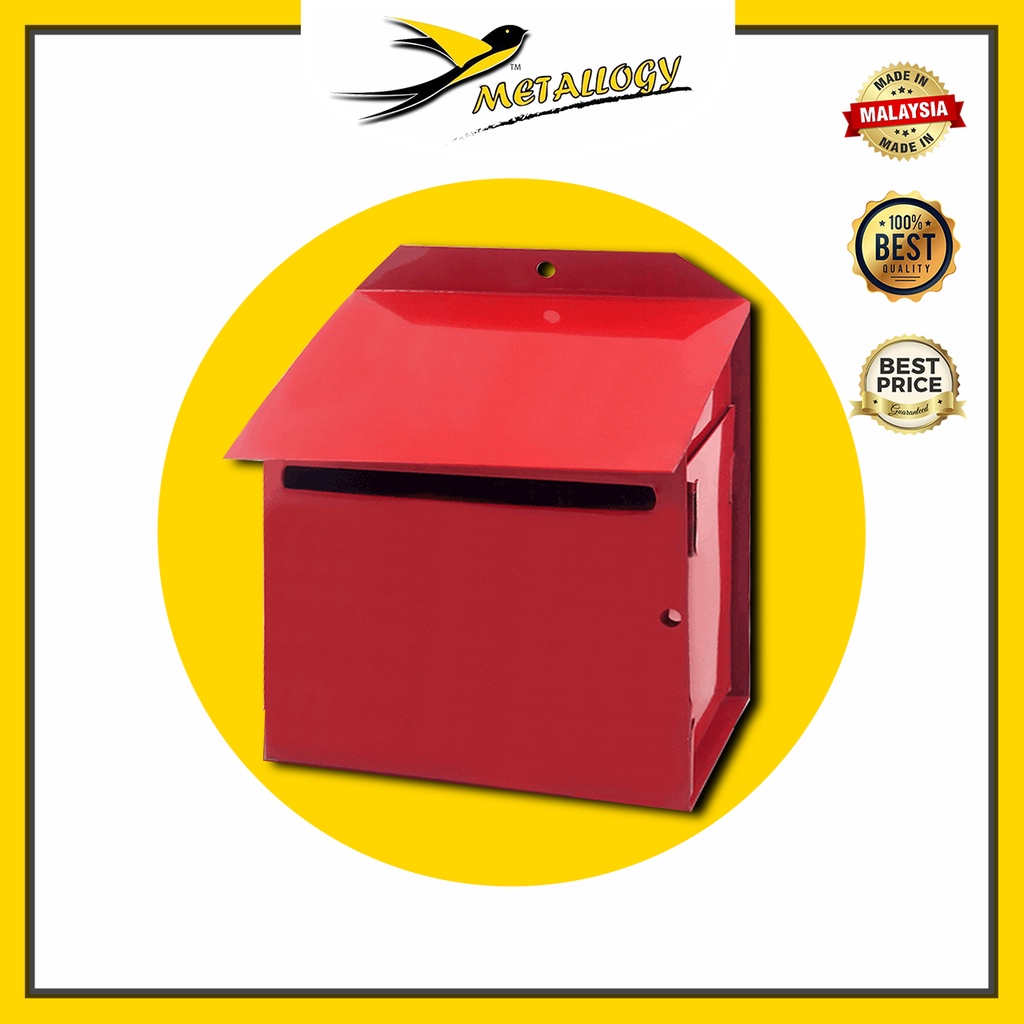 metallogy metal red post letter box/ metal mail box/ peti surat besi ...