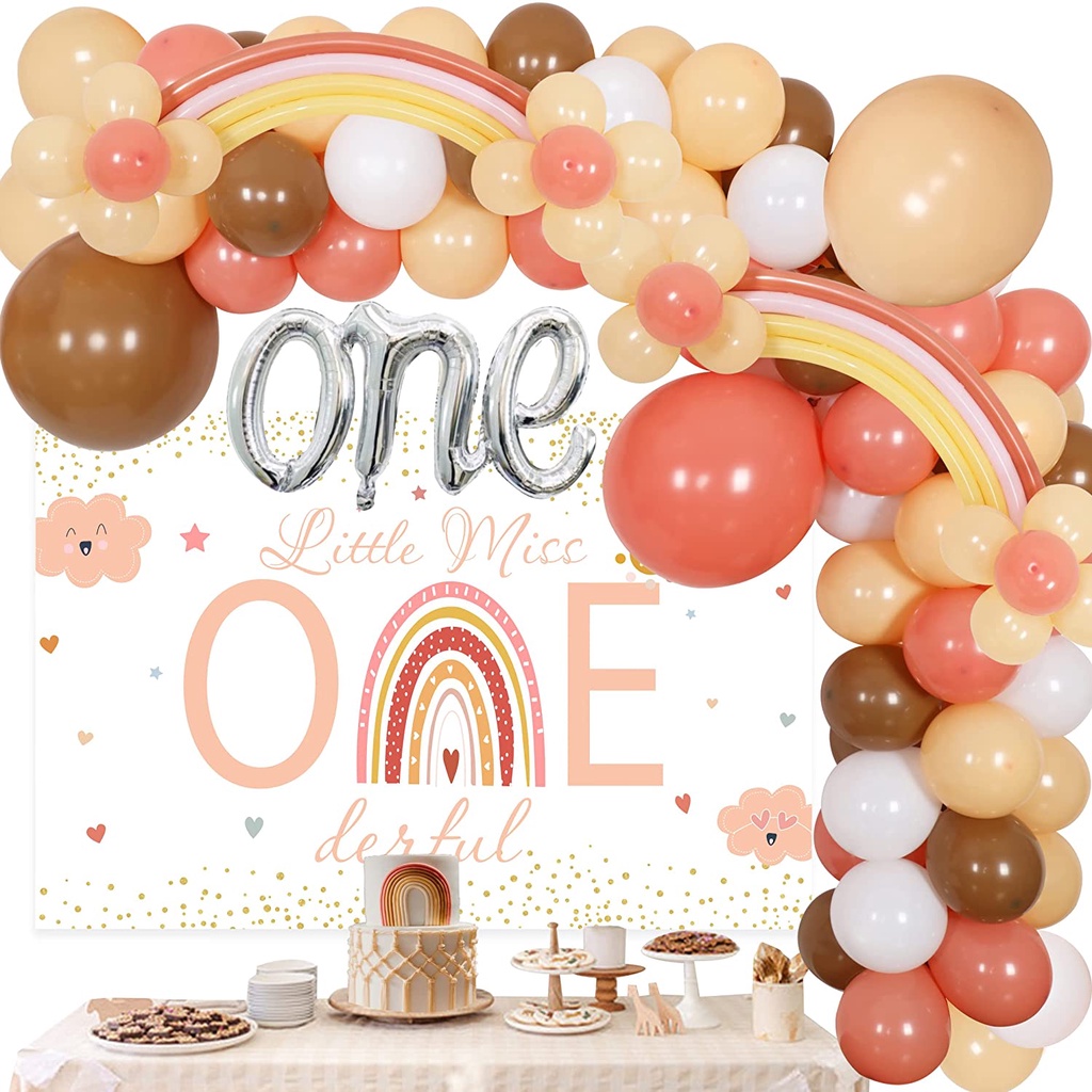 JOYMEMO Boho Rainbow 1st Birthday Decorations, Bohemian Rainbow Balloon ...