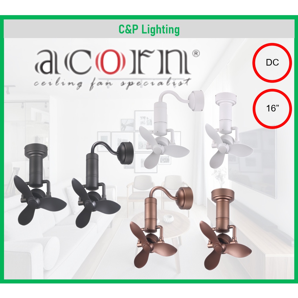 Acorn Corner DC-360 16″ Designer Fan Ceiling / Wall Mounted | Shopee ...