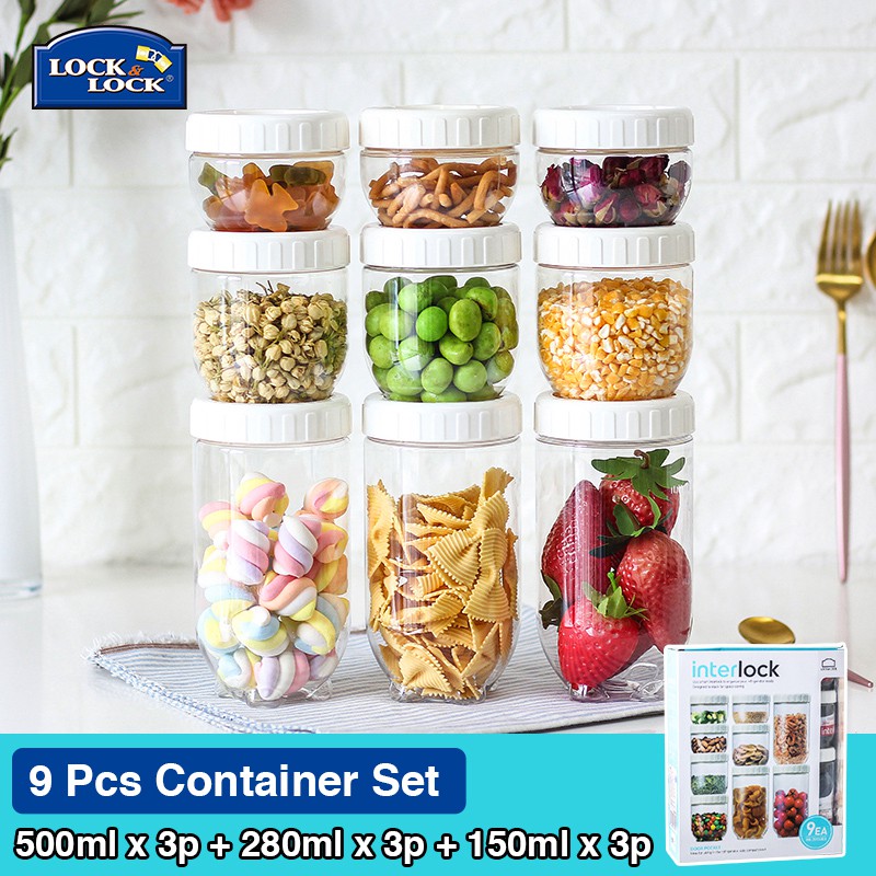 Lock and Lock Interlock 5 / 6 / 9 pcs Set Stackable Space Saving ...