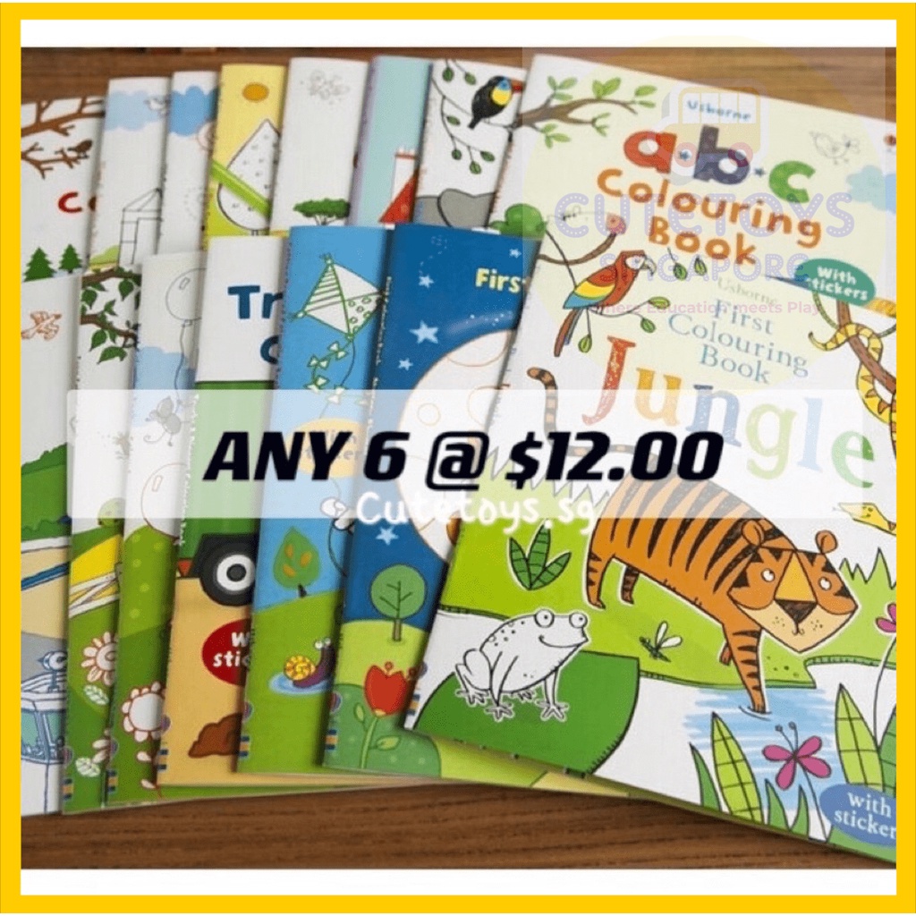 3pcs USBORNE Sticker & Colouring Book (NEW 16 Titles) Educational ...