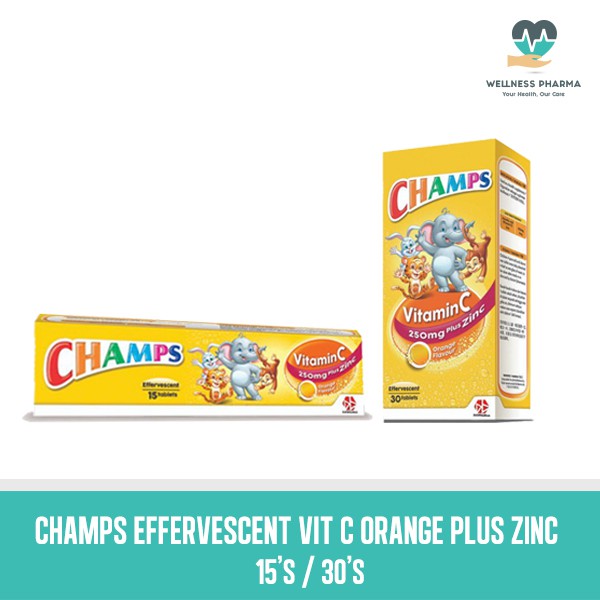 Champs Effervescent Vit C Plus Zinc Orange 15s / 30s | Shopee Singapore