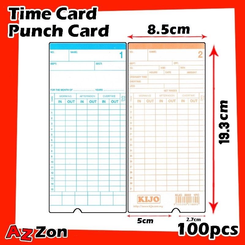 Time Card Punch Card 时间卡 Punch Card For Time Recorder | Shopee Singapore