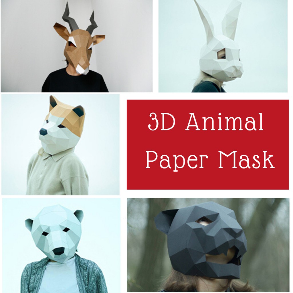 3D Animal Mask Paper Art DIY Handmade Materials Singing Costume Dancing ...