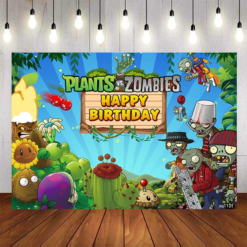 New Design Plants vs Zombies Birthday Backdrop For Photography Baby ...