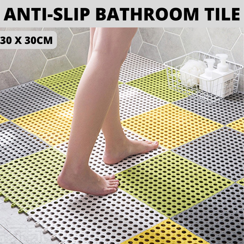 Bathroom Non Slip TPE Mat 30 x 30cm Household Toilet Shower Room Floor ...