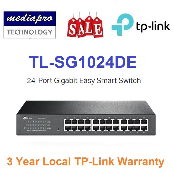 TP-LINK TL-SG1024DE Easy Smart 24-Port Gigabit Switch with Rackmount ...
