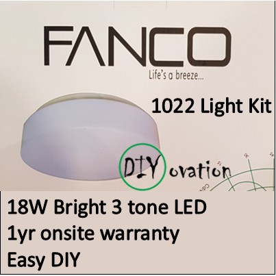 Fanco Original Ceiling Fan Light Kit 1022/ 18W 3 tone LED Light ...