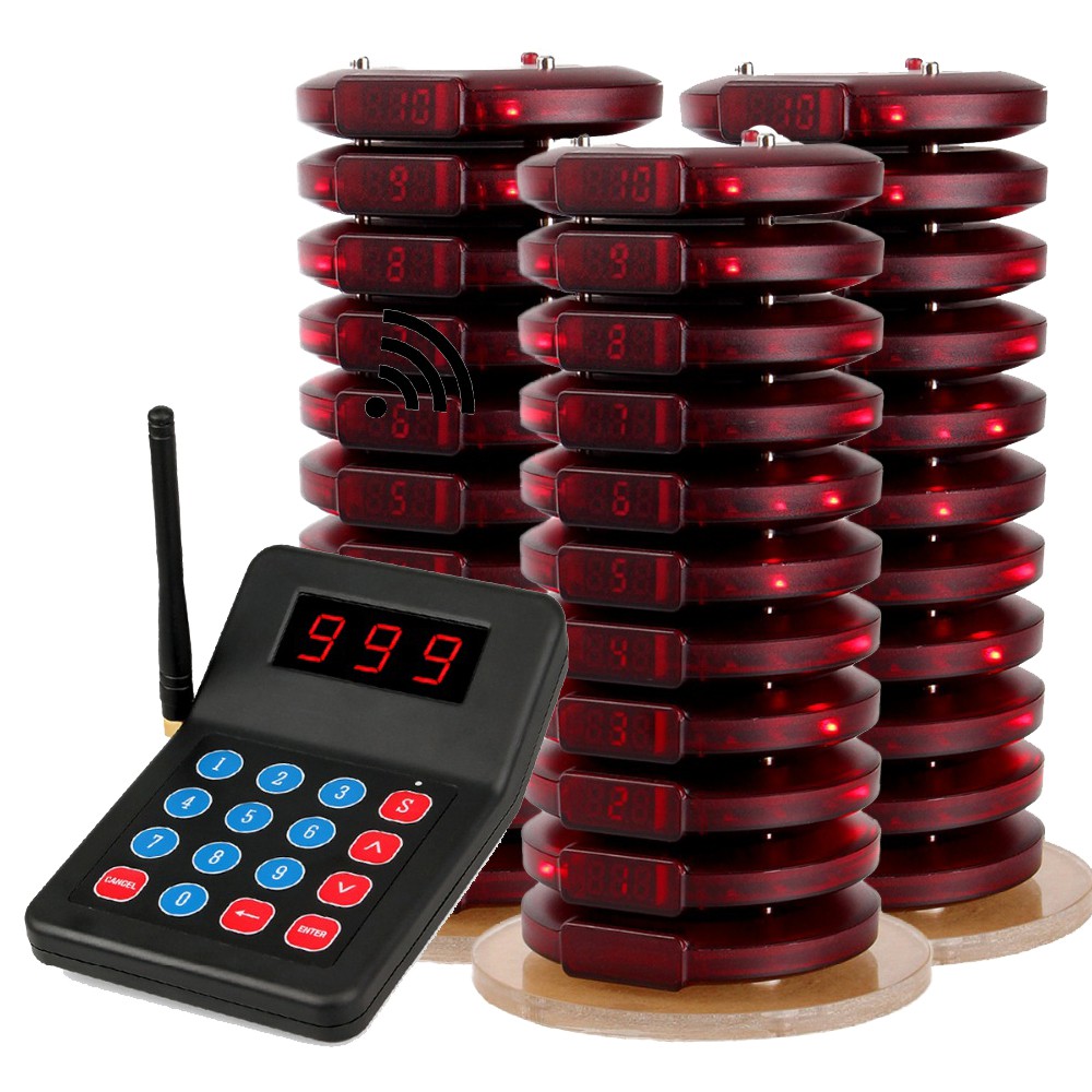 30 Coaster Pager buzzer +1 keypad Call Queue Wireless Paging Calling ...
