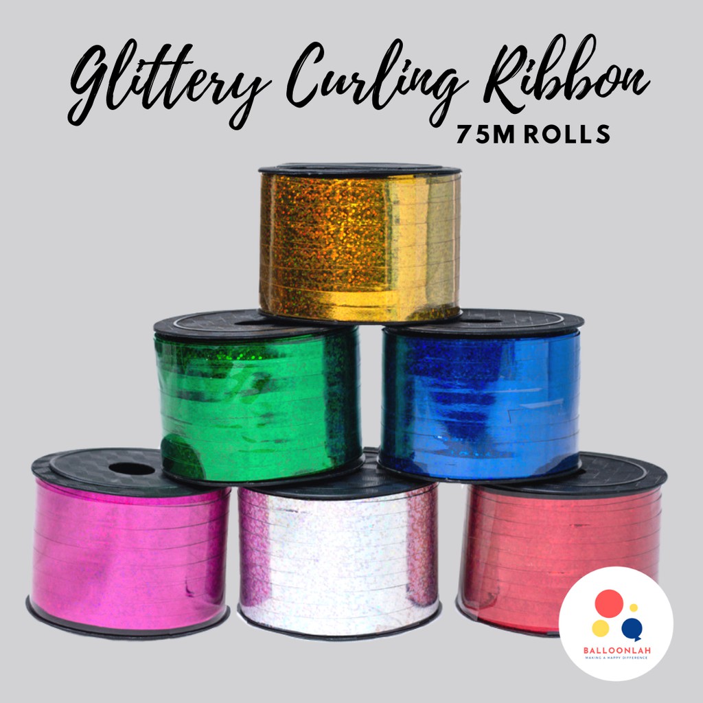 75m Glittery Ribbon Roll Helium Balloon Curling String [READY STOCK IN ...