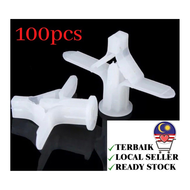 100pcs White Partition Wall plug Plastic Winged Butterfly Hollow Wall ...