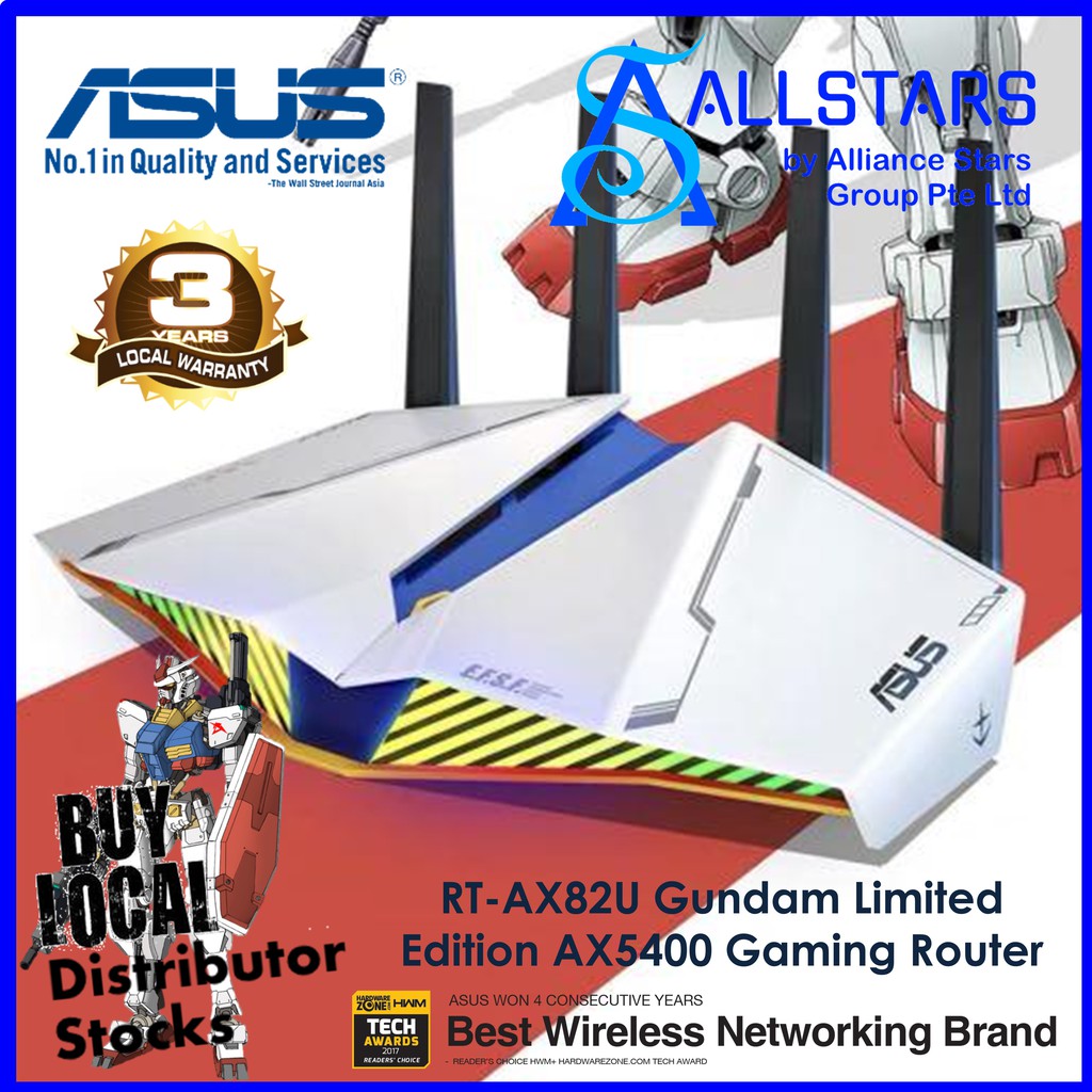ASUS Gundam Limited Edition RT-AX82U Wireless-AX5400 Dual Band WiFi6 Gaming Router (Warranty ...