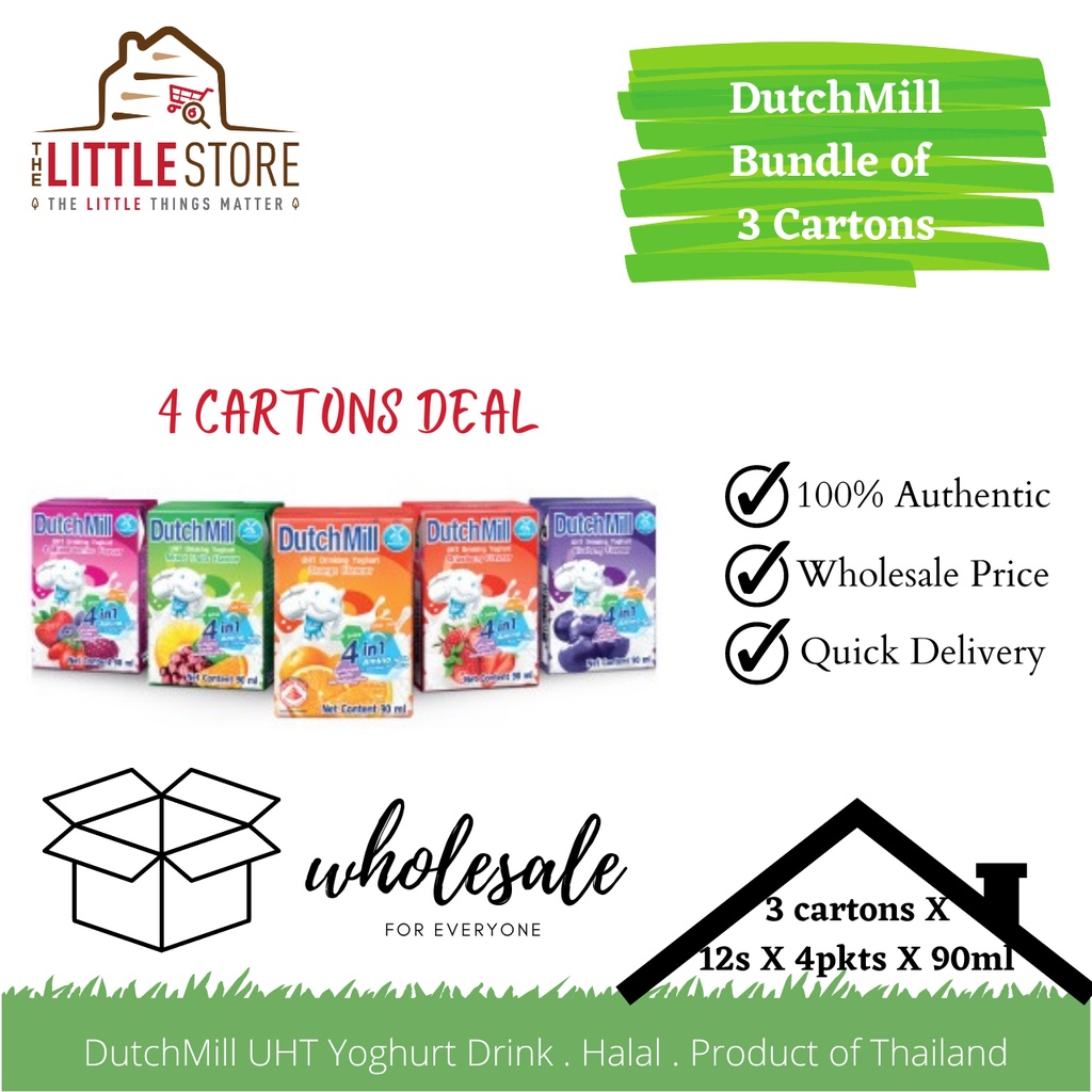 [Bundle Of 4 Cartons] - DutchMill UHT Yoghurt Drink 4 Ctns X 12 Strips ...