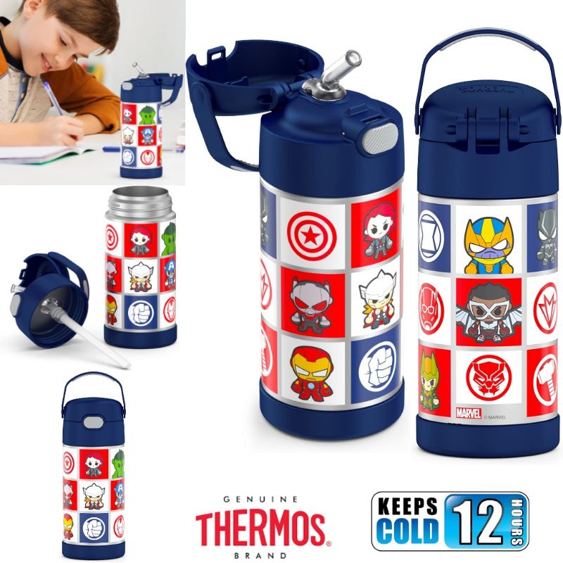 Thermos Funtainer 12 Oz Disney Avengers Marvel Captain America Stainless Steel Vacuum Insulated ...