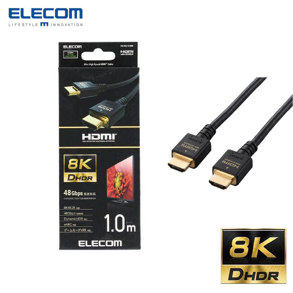 ELECOM "PREMIUM HDMI CERTIFIED Cable" 48Gbps Transmission Ultra HD Blu-ray UHD TV 8K PS4 PS5 Wii ...