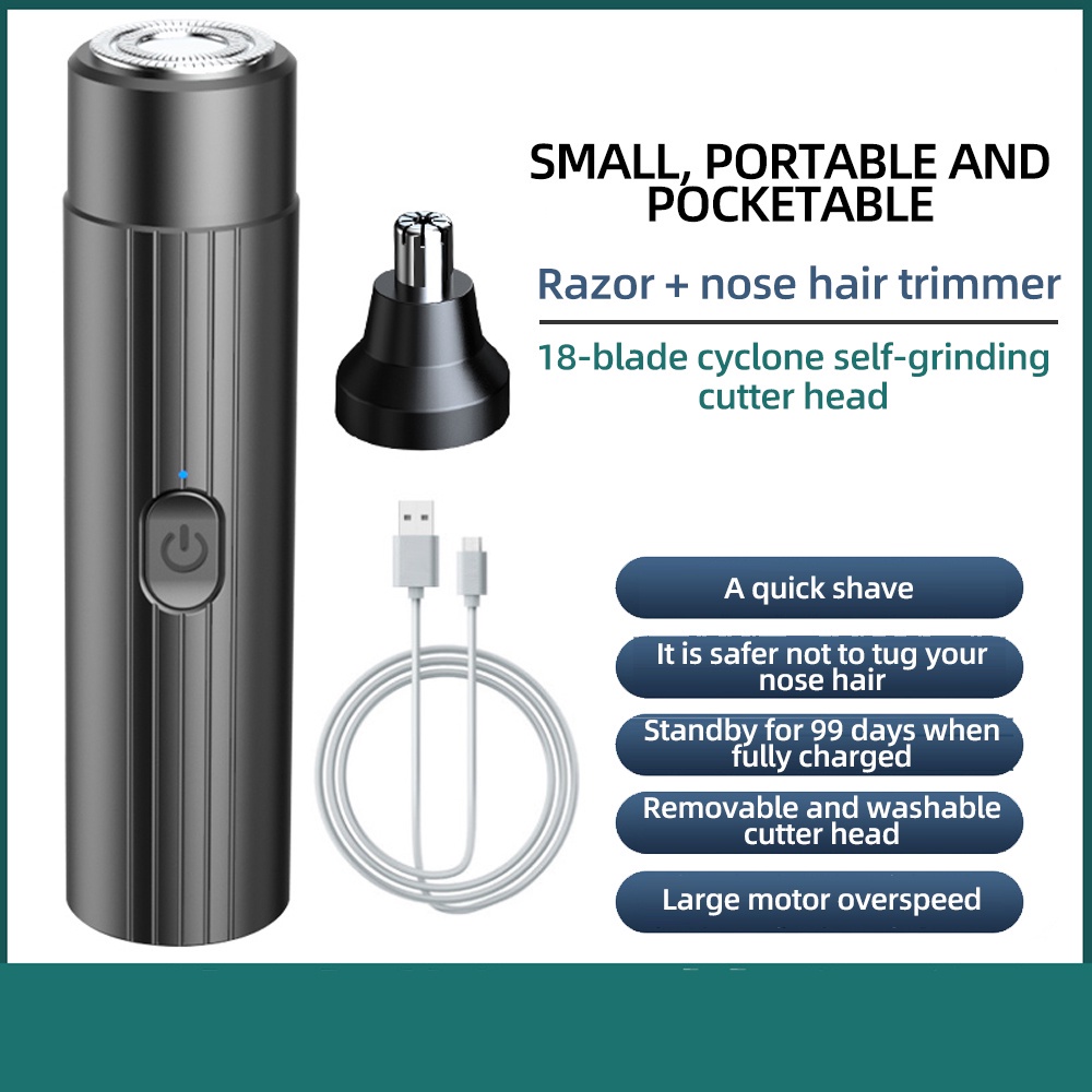 2 In 1 Electric Shaver Nose Hair Trimmer Men Portable Car Travel ...