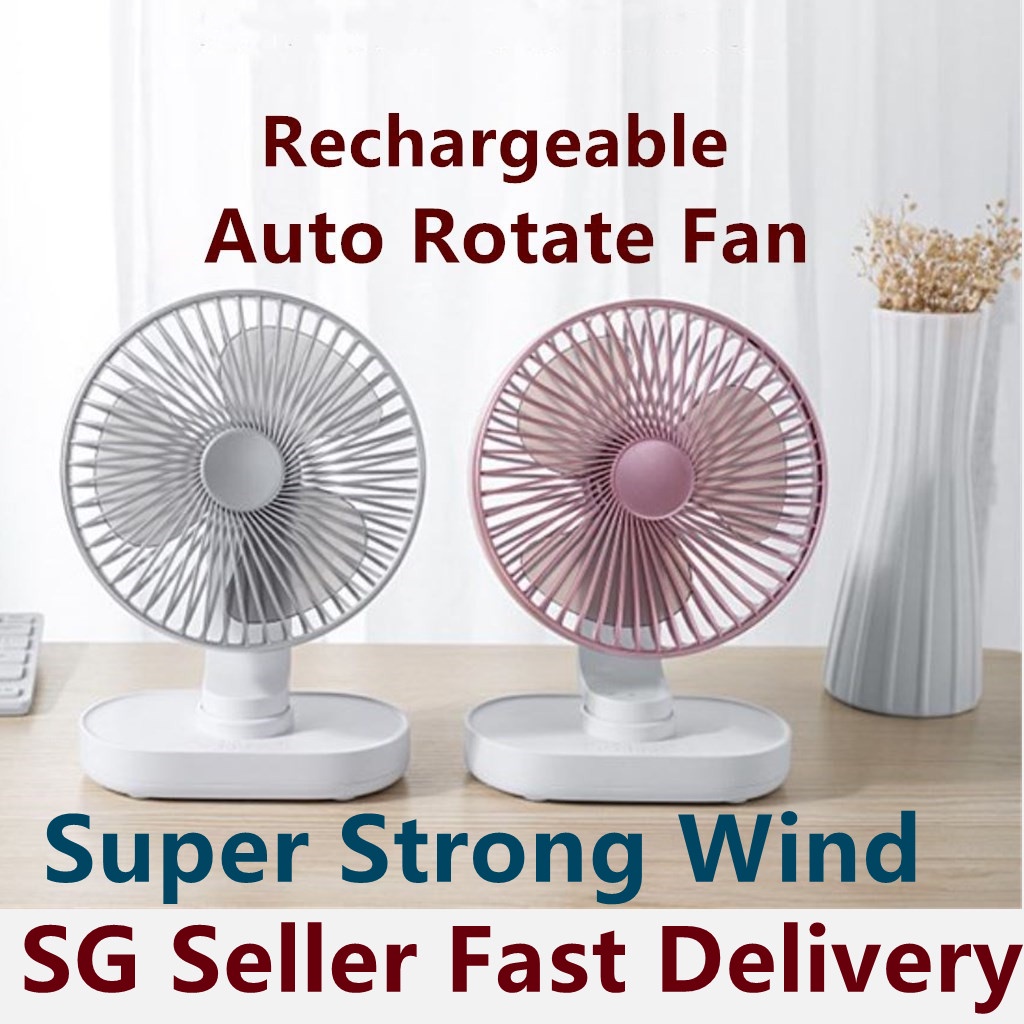 Wireless Auto Rotatable Table Fan Rechargeable Desk Mini Fan Laptop ...