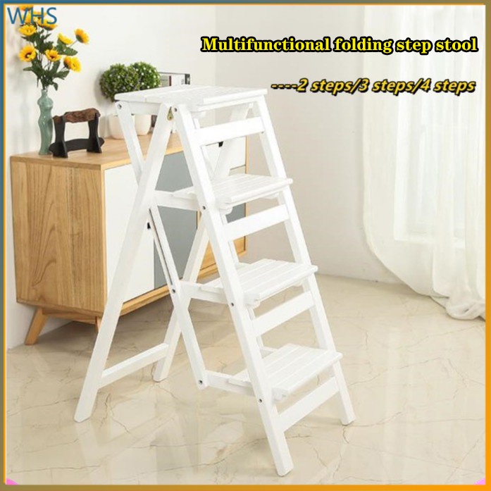 Solid wood folding ladder step stool household multifunctional folding ...