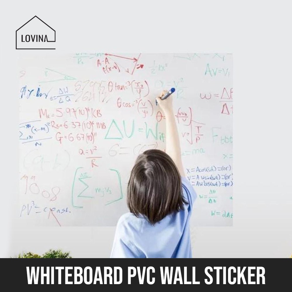 PVC 200x60CM WHITEBOARD WALL STICKER WATERPROOF CHILDREN WHITE WRITING ...