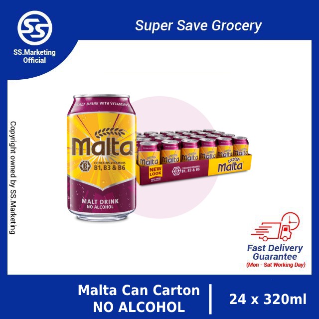 [Super Save] Malta Malt Can with NO ALCOHOL (320ml x 24) 1 Carton ...
