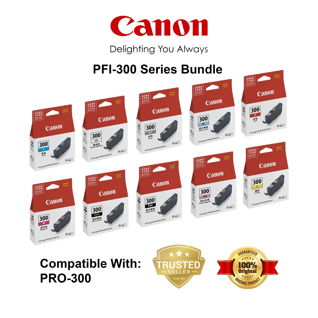Canon PFI-300 C M Y PC PM R MBK PBK GY CO PRO-300 Printer Ink Cartridge | Shopee Singapore