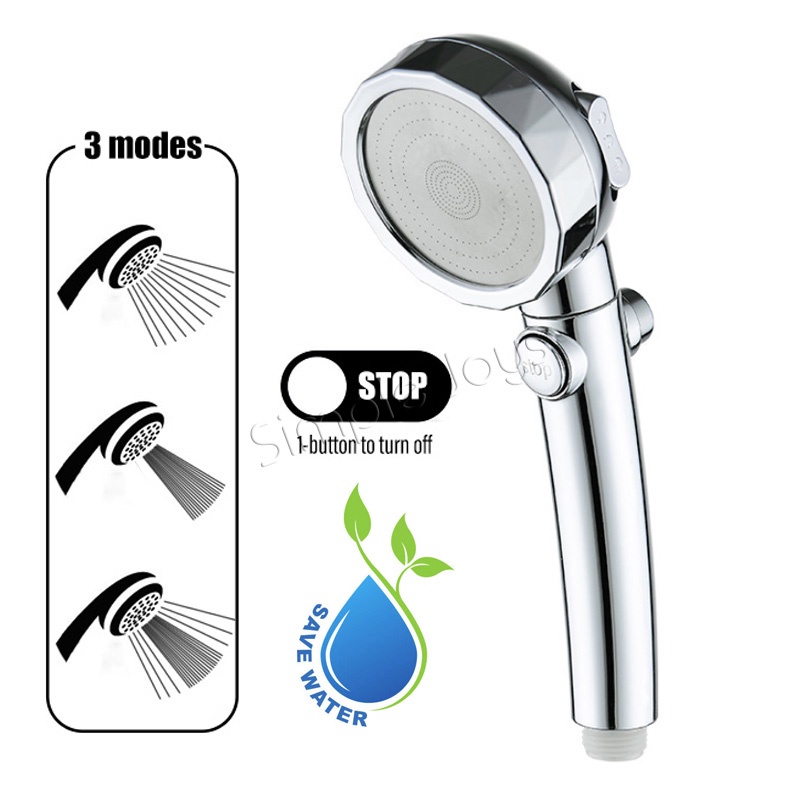 300% High Pressure with ON/Off Pause Switch Showerhead Handheld Shower ...