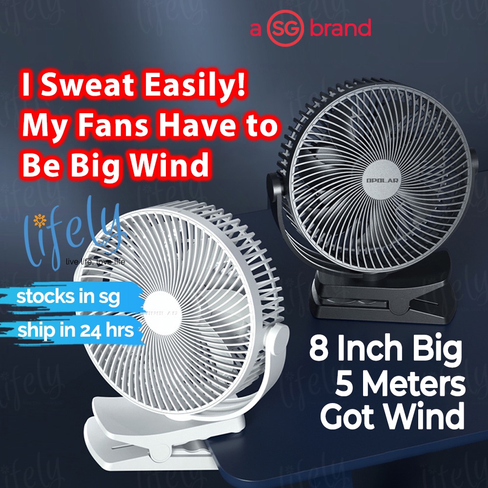 Lifely Clip Fan - 8 inch True Big Wind Clip Fan, 10000Mah Long Lasting ...