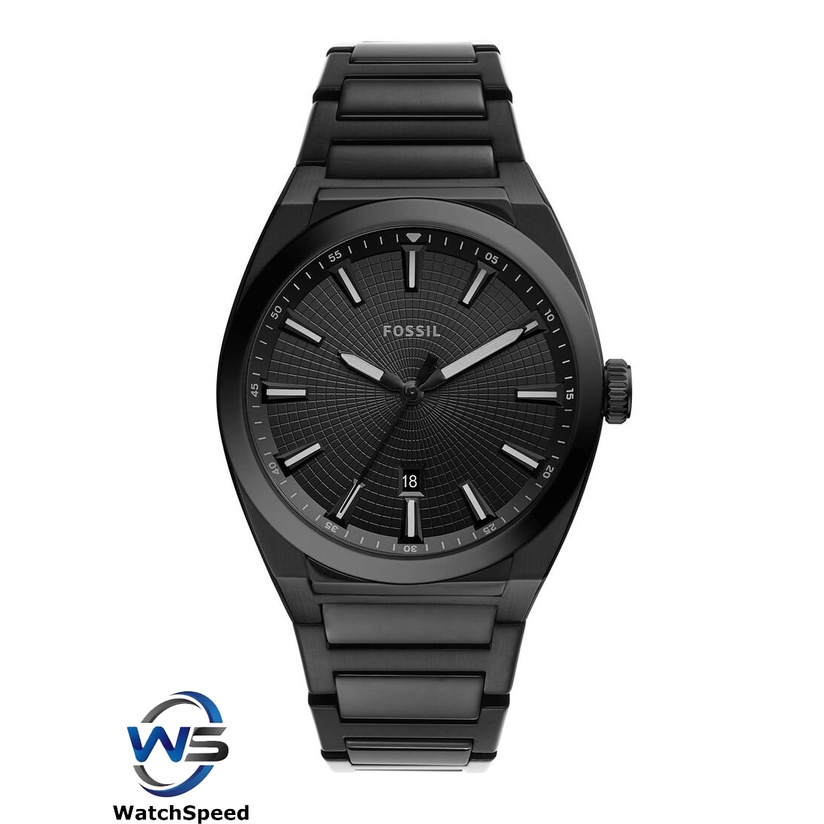 Fossil Fs5824 Everett Three Hand Date Black Stainless Steel Watch