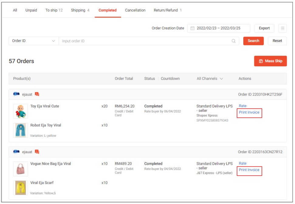 Buyer Invoice Generation Feature | Shopee MY Seller Education Hub