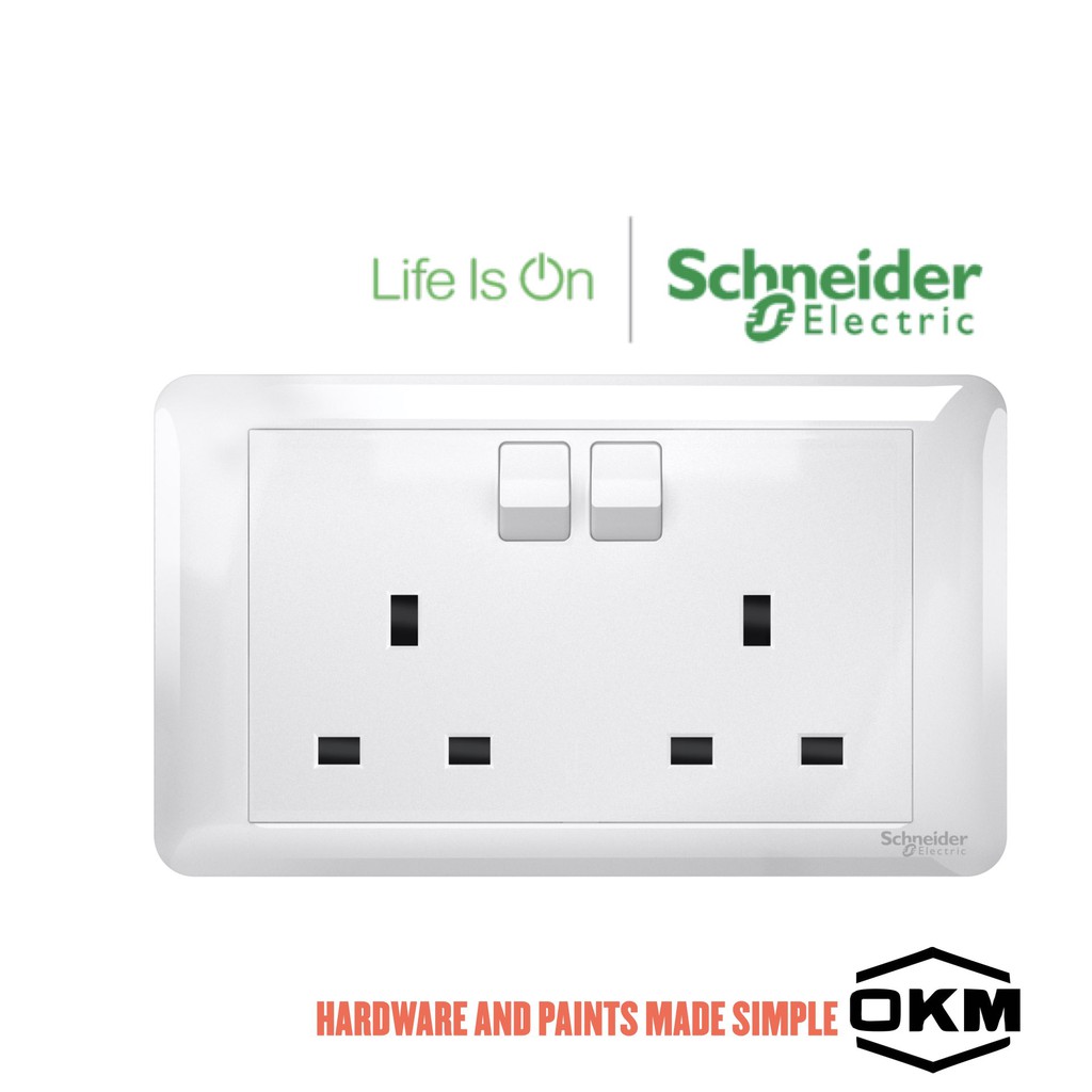 Schneider Electric 13A Twin Gang Switched Socket, White | Shopee Singapore Schneider Electric 13A Twin Gang Switched Socket, White | Shopee Singapore