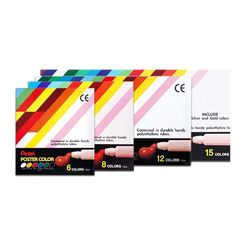 Pentel Poster Colour / Poster Color 6 / 8 / 12 / 15 Colour | Shopee ...