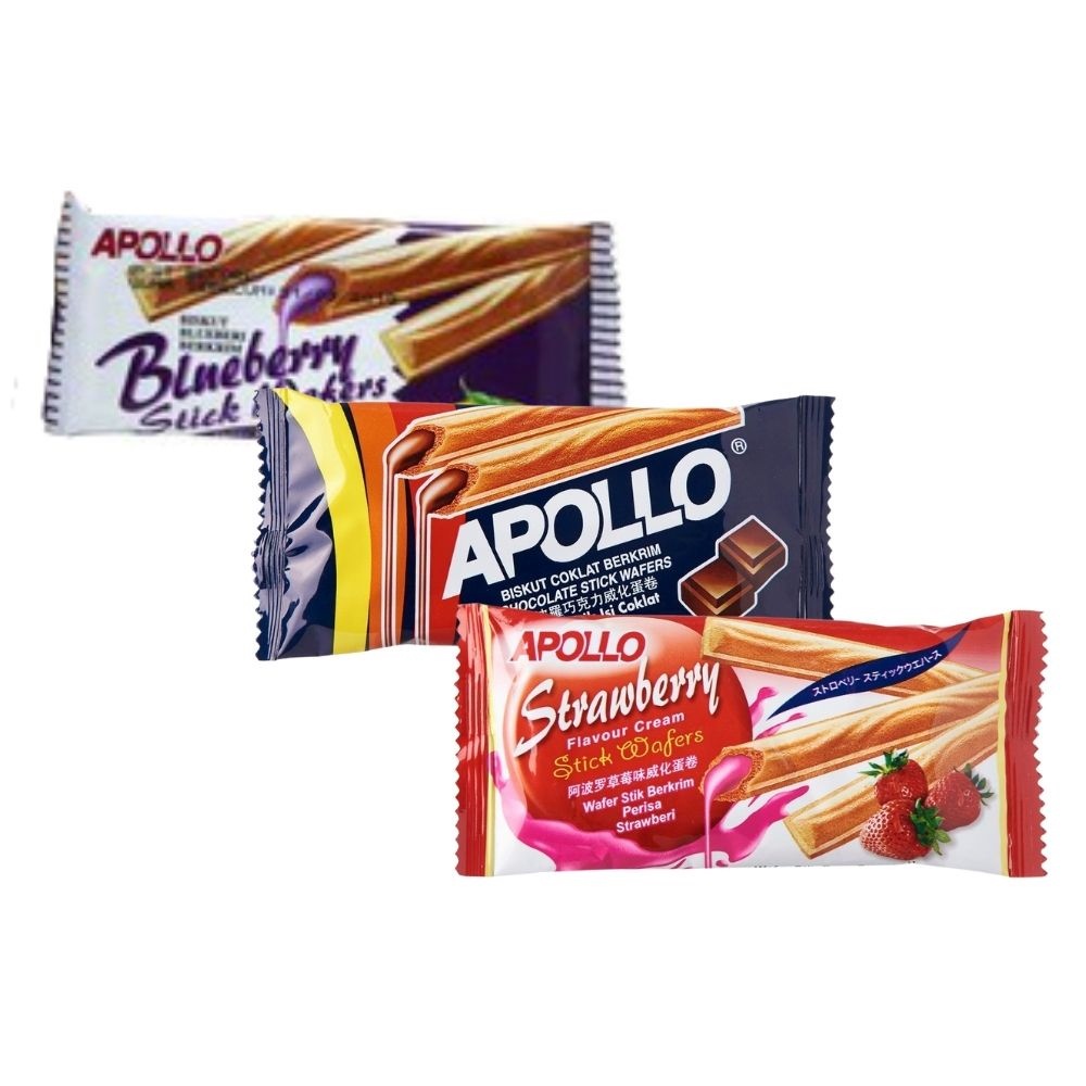 Apollo Wafer Sticks [Chocolate / Strawberry / blueberry ][ 11g x 30packs ] | Shopee Singapore