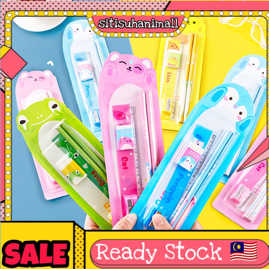 Set Alat Tulis Pensil 5 in 1 Kids Student Cartoon School Stationery ...