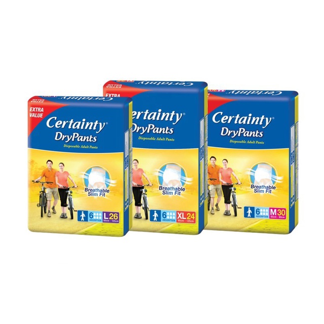 Certainty DryPants Adult Diaper, Jumbo Pack, M/L/XL, Carton of 4 ...