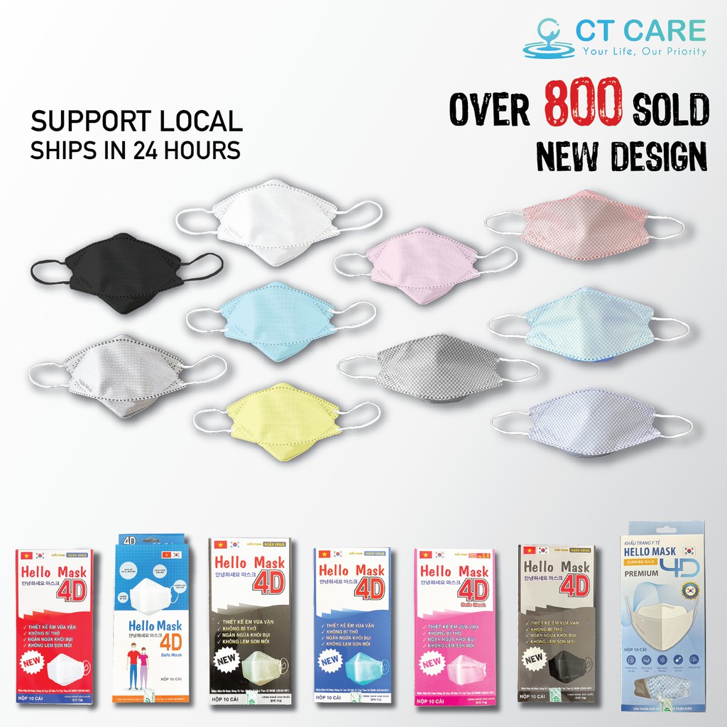 Hello Mask | 4D Masks | KF94 | 4-Ply Surgical Masks | Shopee Singapore